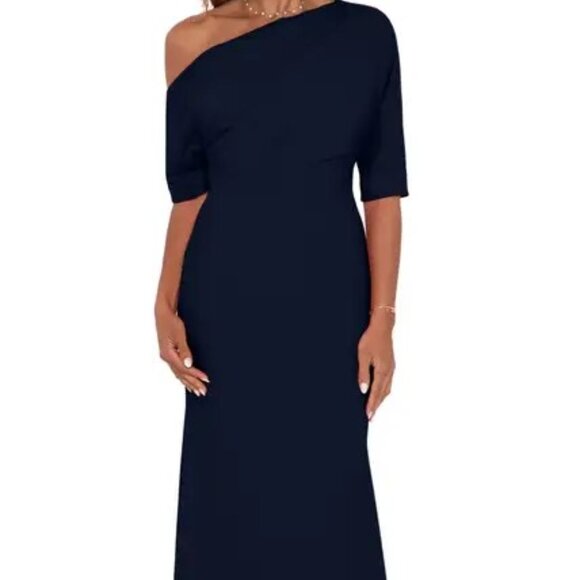 Betsy & Adam | Dresses | Betsy Adam One Shoulder Crepe Scuba Trumpet ...